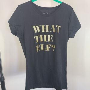 Tiff + Jen | Tops | Tiff Jen What The Elf Black With Gold Lettering ...
